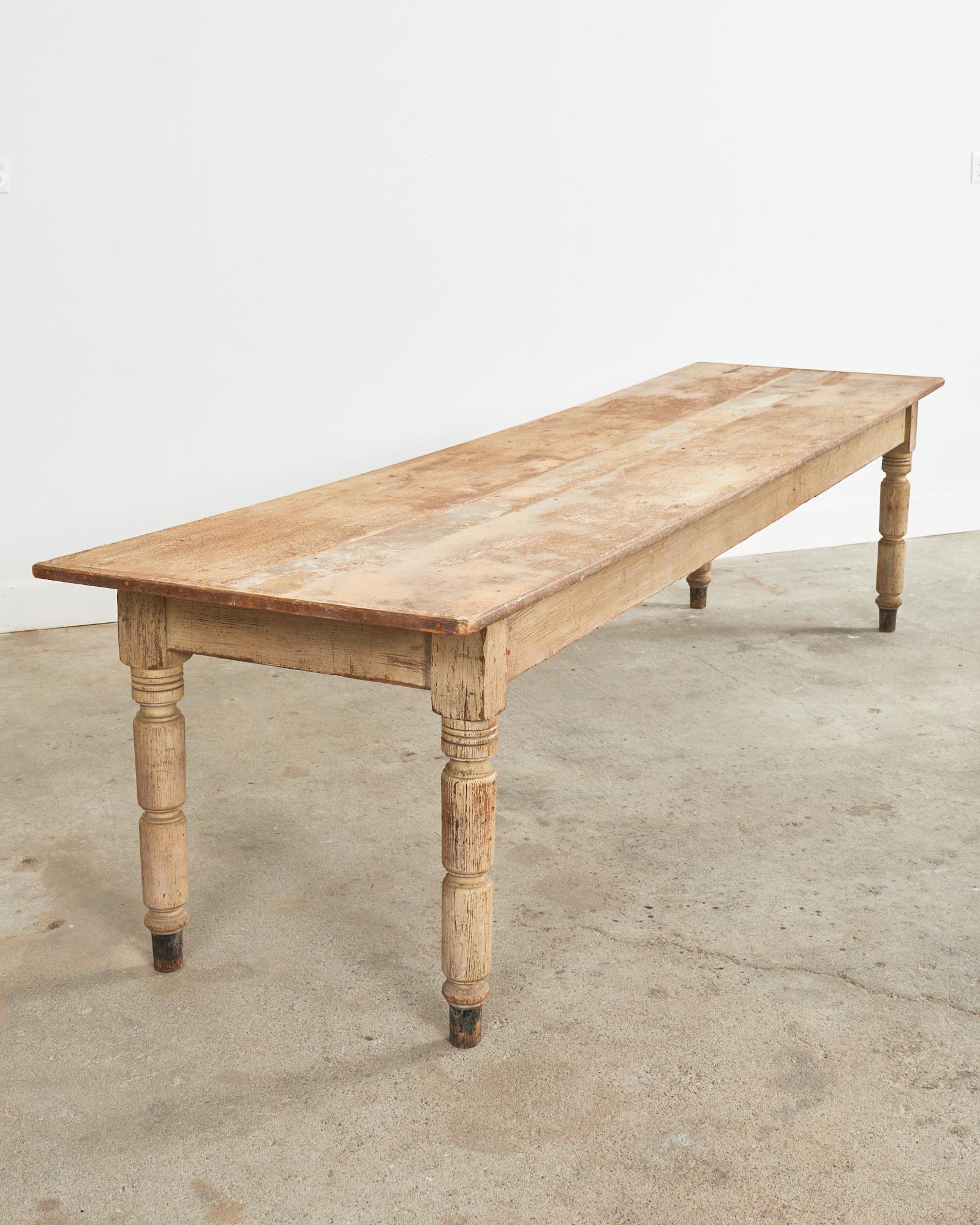 Country English Provincial Painted Pine Farmhouse Dining Table For Sale ...