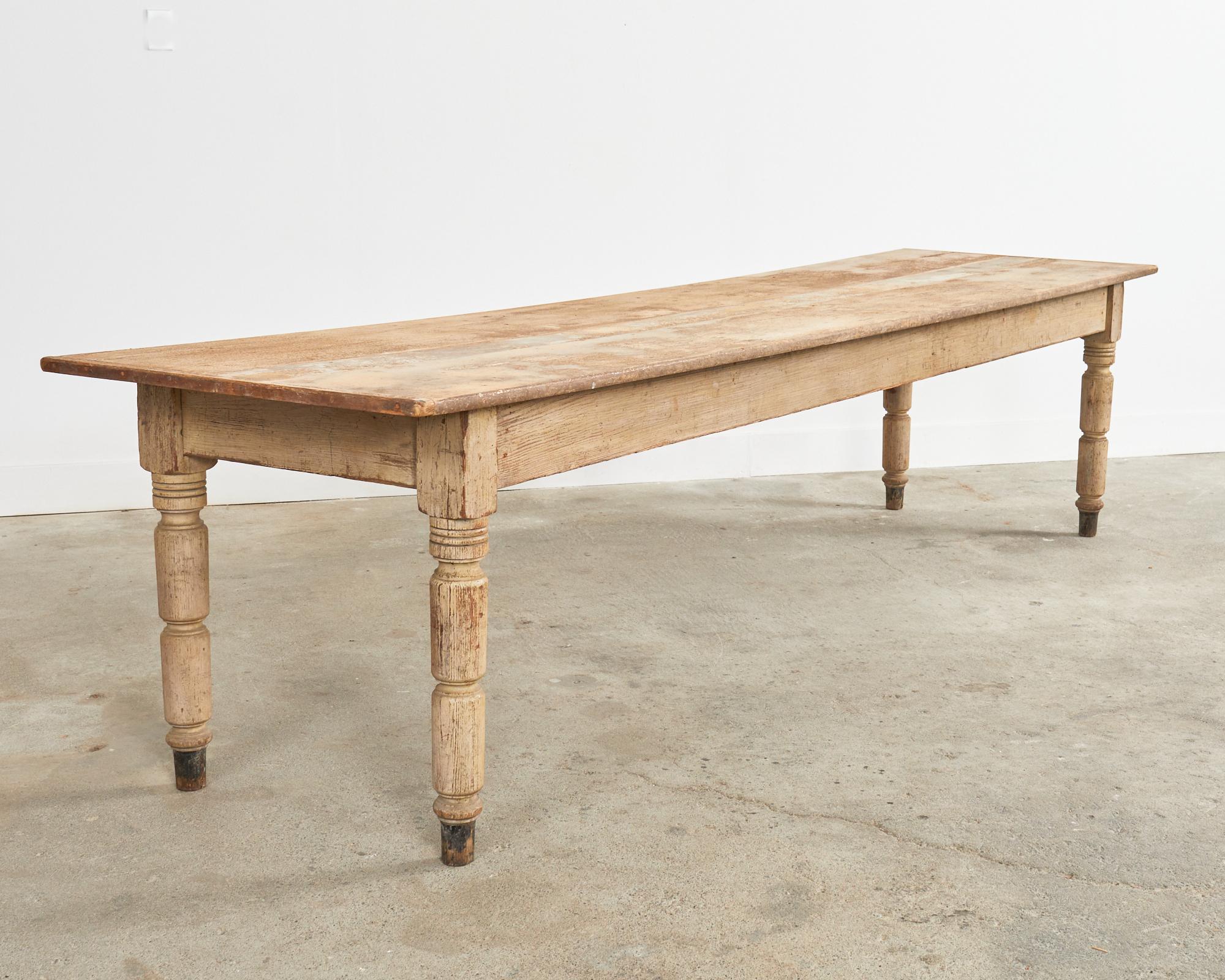 Country English Provincial Painted Pine Farmhouse Dining Table For Sale ...