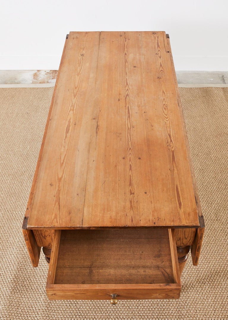 Country English Provincial Pine Farmhouse Drop Leaf Dining Table For ...