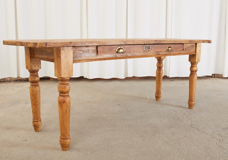 Country English Reclaimed Pine Farmhouse Dining Table at 1stDibs