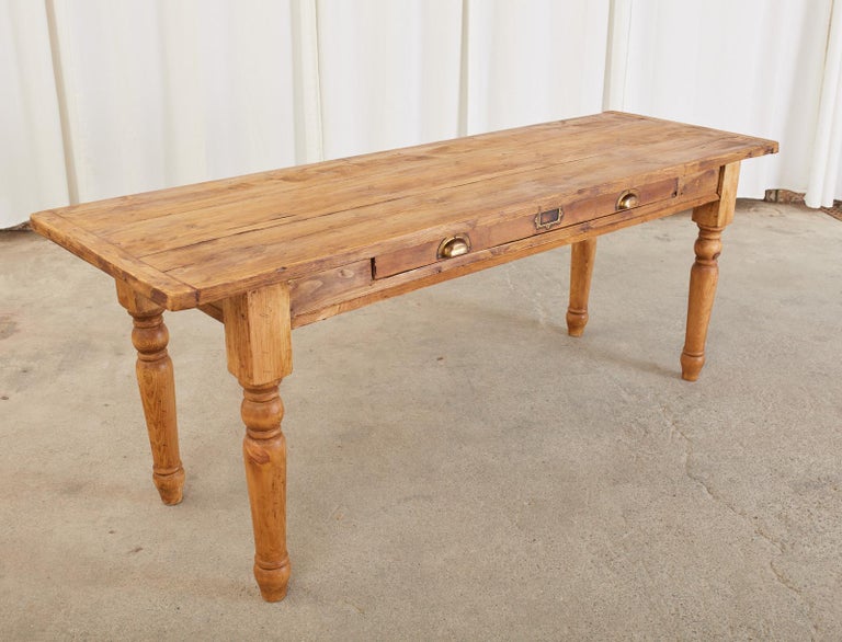 Country English Reclaimed Pine Farmhouse Dining Table at 1stDibs