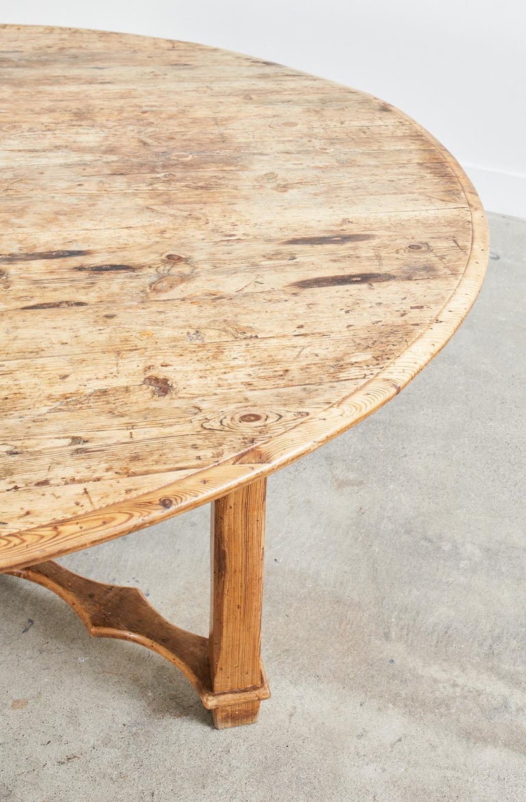 Country English Round Pine Dining or Center Table at 1stDibs