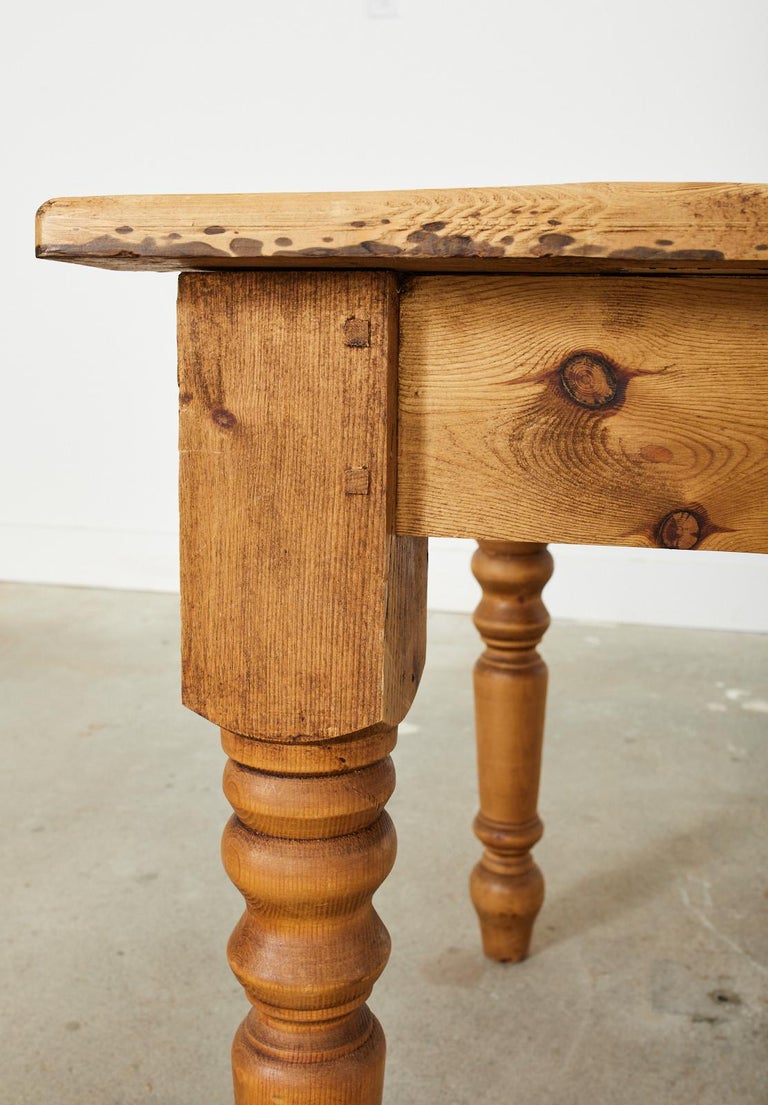 Country English Style Pine Farmhouse Dining Harvest Table For Sale at ...