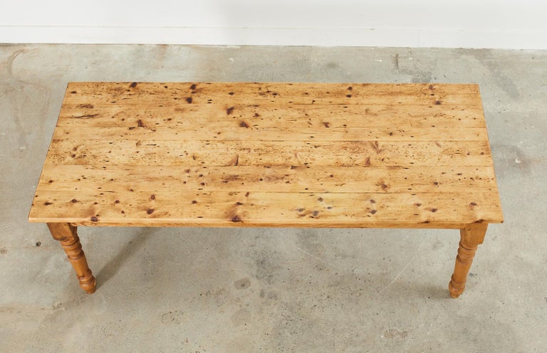 Country English Style Pine Farmhouse Dining Harvest Table For Sale at ...