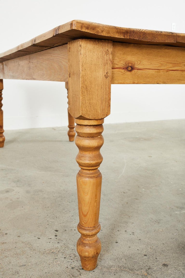 Country English Style Pine Farmhouse Dining Harvest Table For Sale at ...