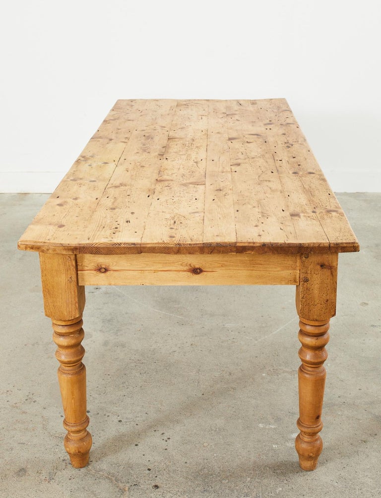 Country English Style Pine Farmhouse Dining Harvest Table For Sale at ...