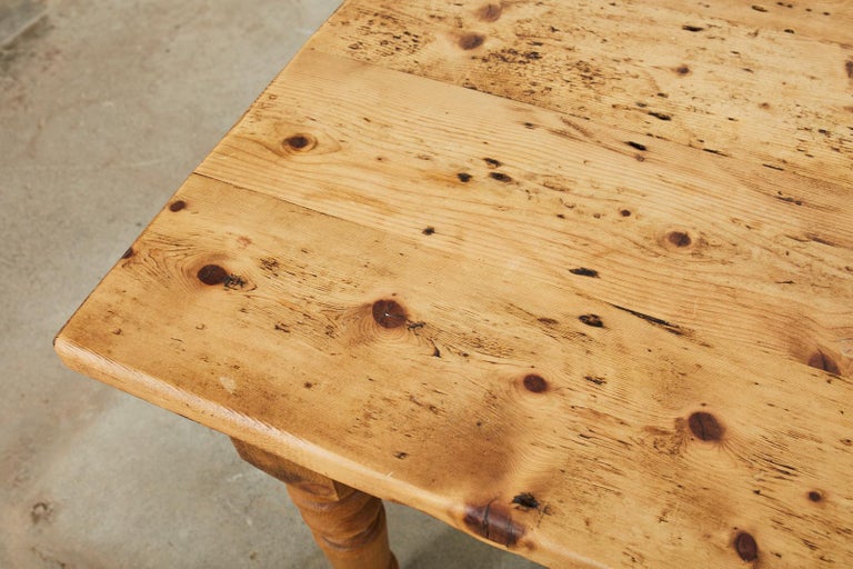 Country English Style Pine Farmhouse Dining Harvest Table For Sale at ...