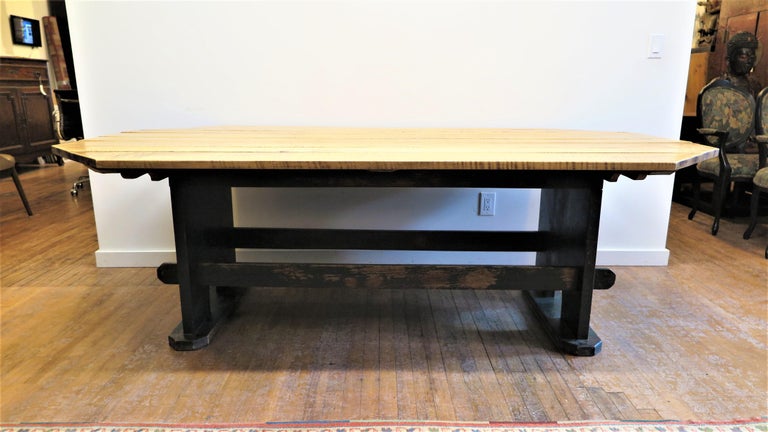 Country Farm Dining Table Tiger Maple at 1stDibs