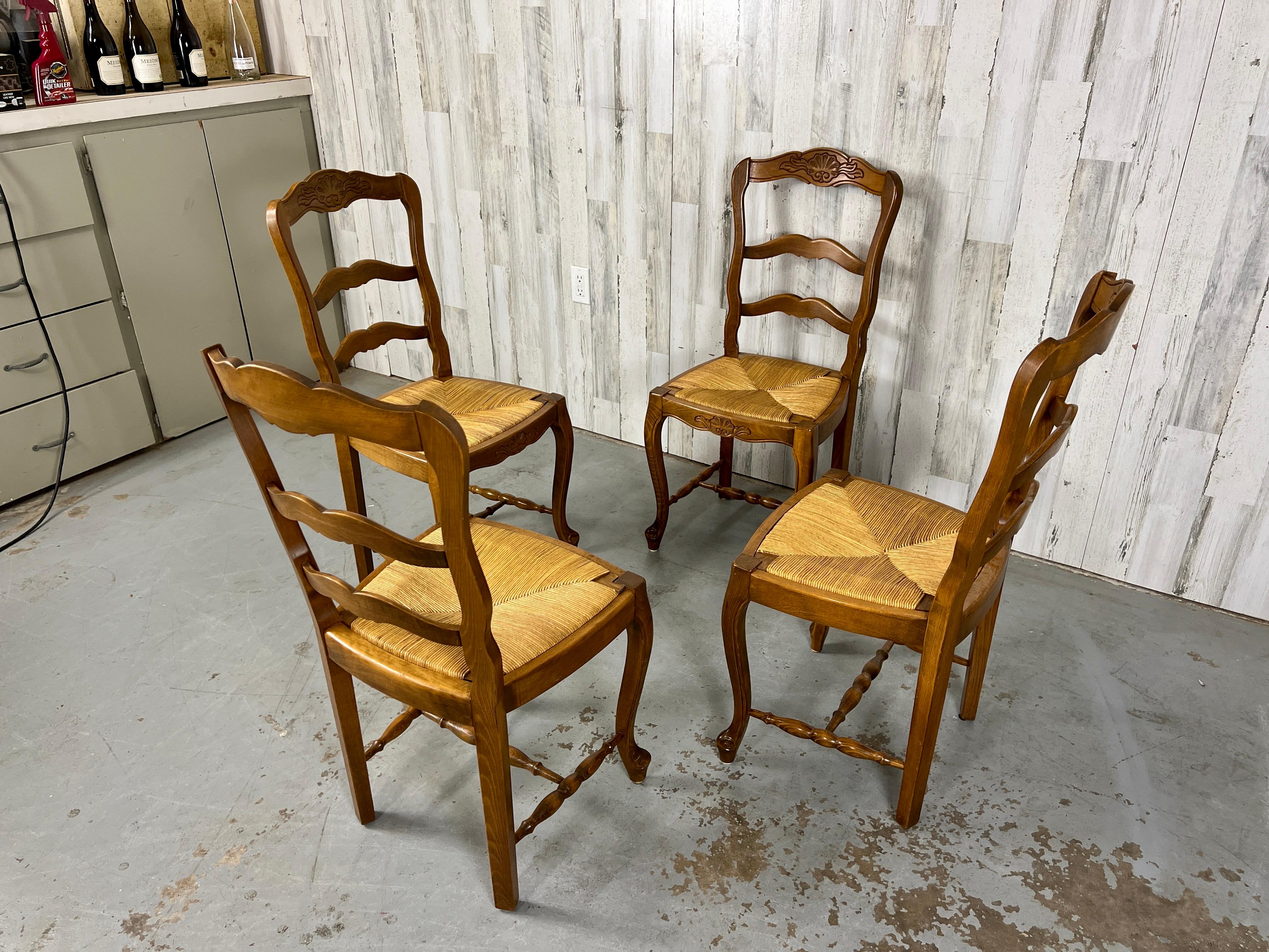 Country French Dining Chairs with Natural Rush For Sale at 1stDibs