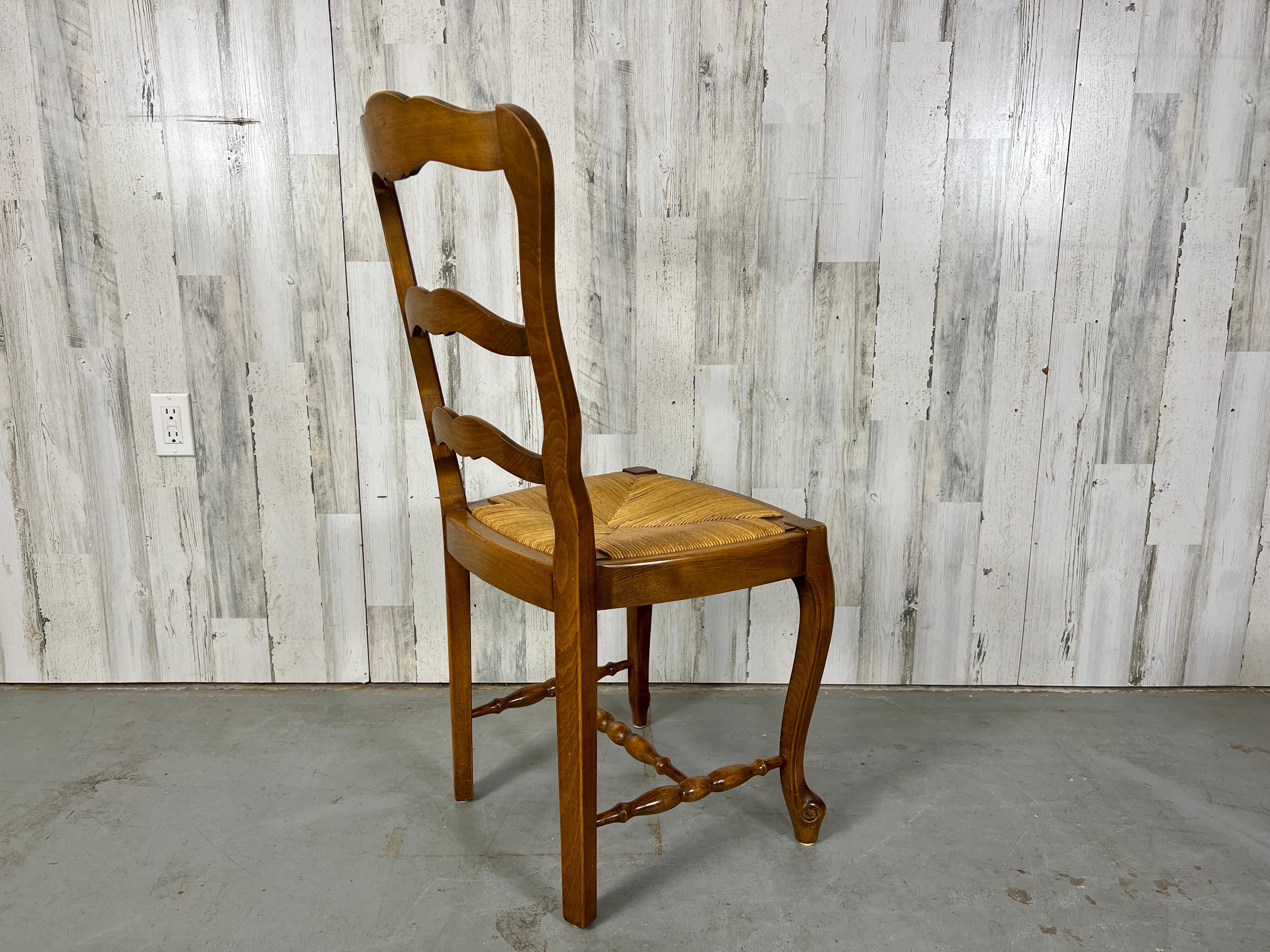 Country French Dining Chairs with Natural Rush For Sale at 1stDibs