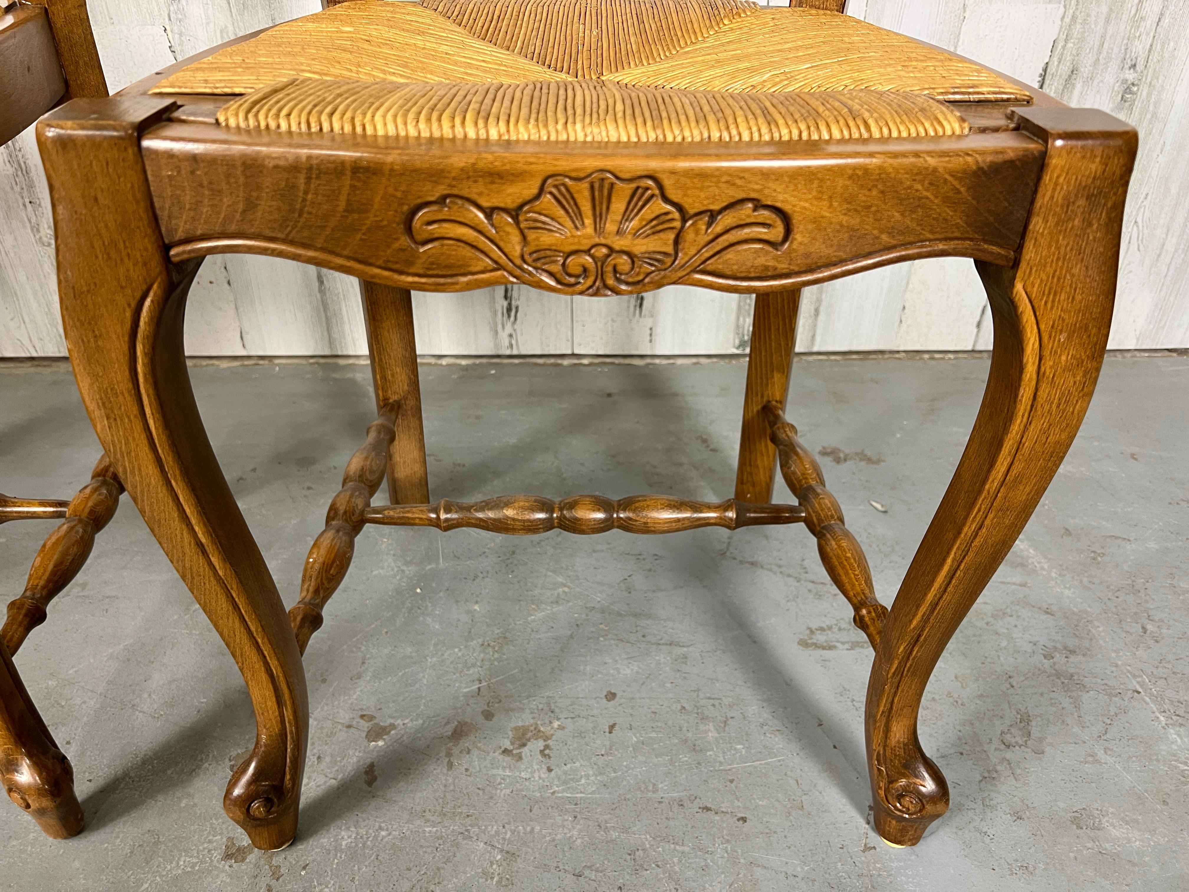 Country French Dining Chairs with Natural Rush For Sale at 1stDibs