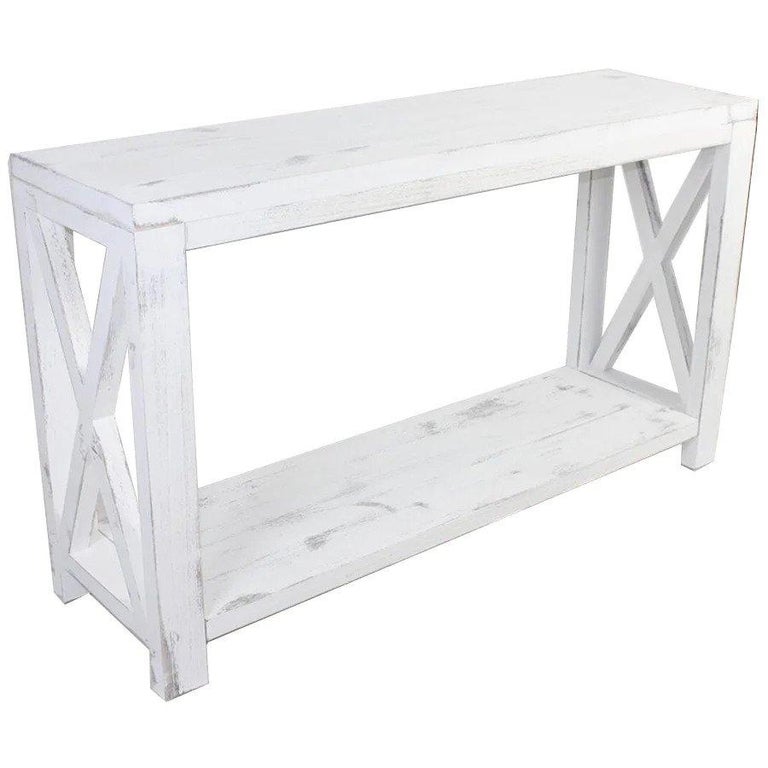 Country French Equestrian White Wash Hall Table, Fir Wood For Sale at ...