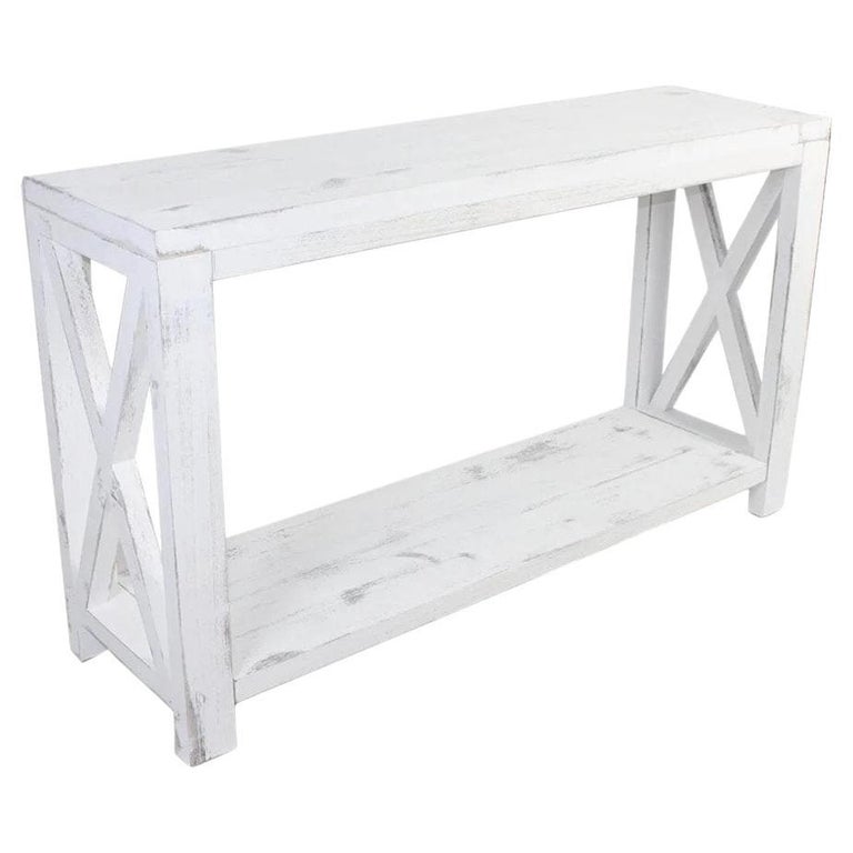 Country French Equestrian White Wash Hall Table, Fir Wood For Sale at ...