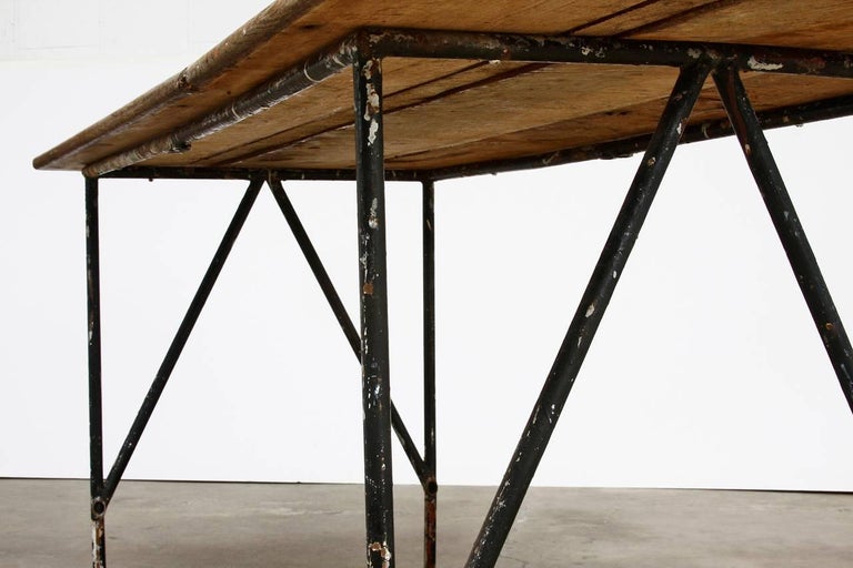 Country French Farmhouse Dining Table with Metal Base at 1stDibs
