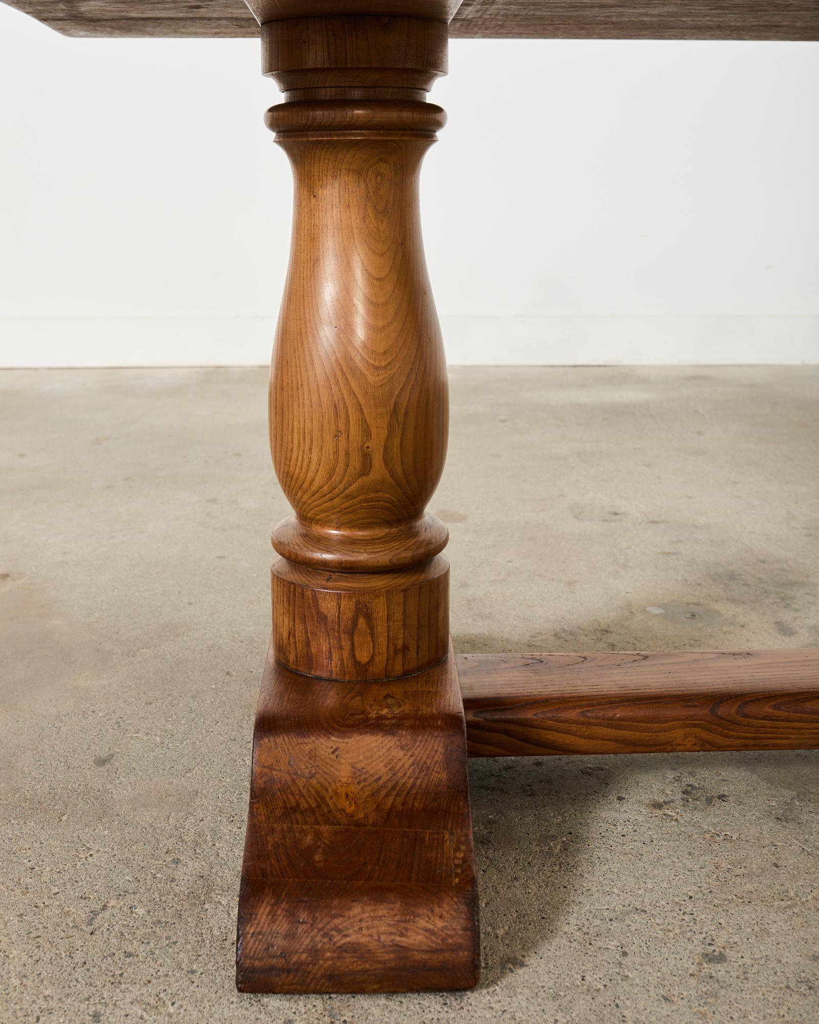 Country French Farmhouse Oak Trestle Dining Table For Sale at 1stDibs