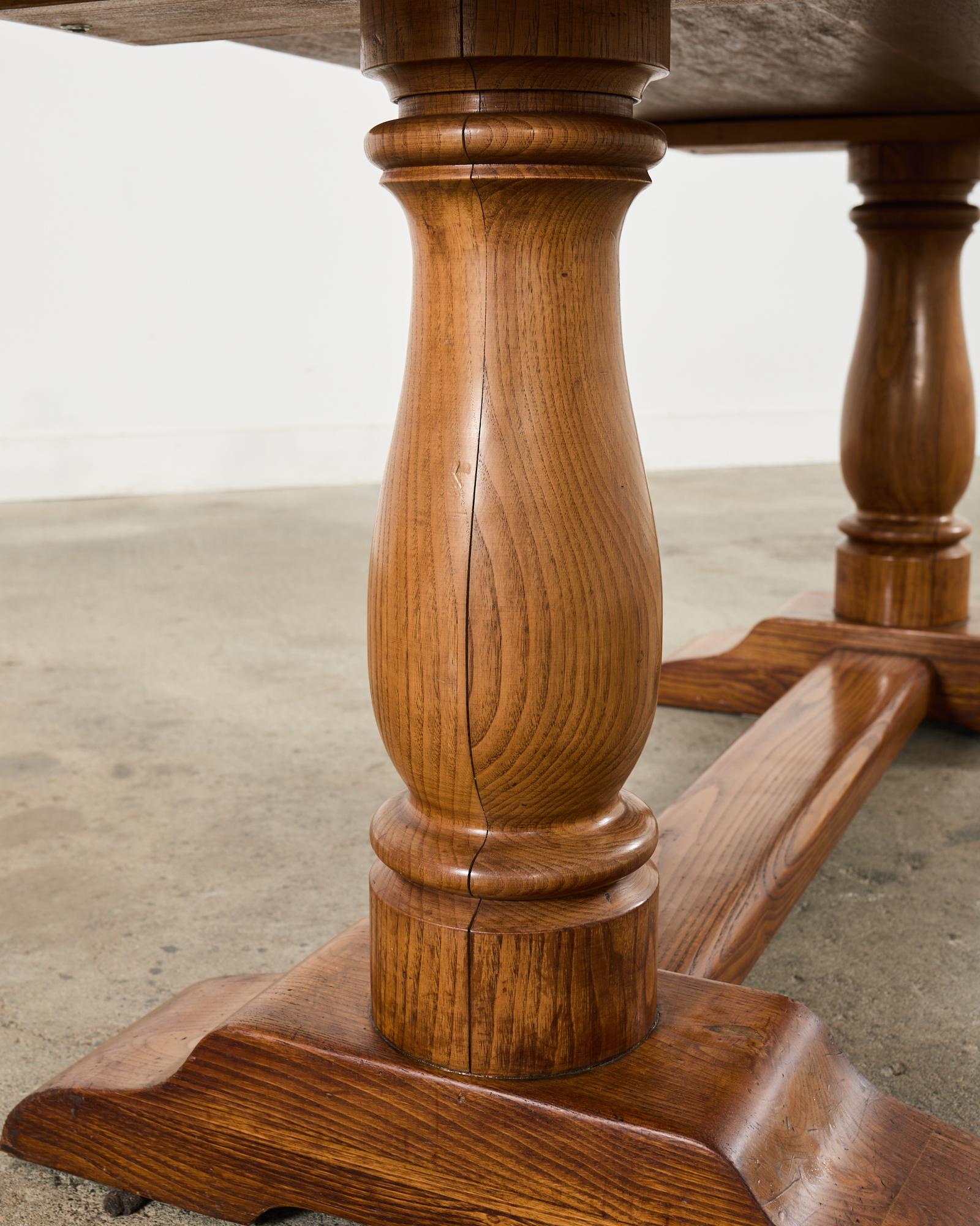 Country French Farmhouse Oak Trestle Dining Table For Sale at 1stDibs