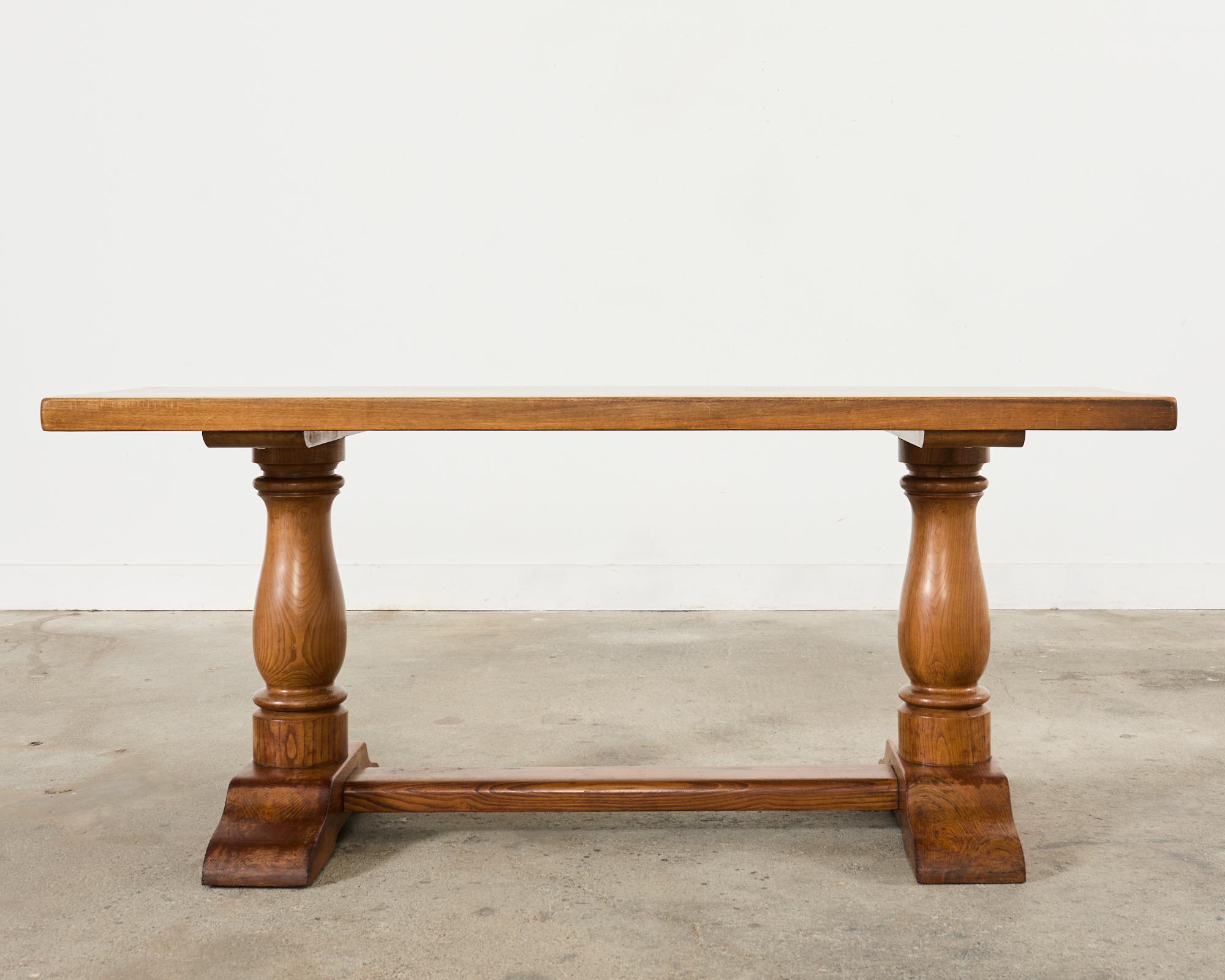 Country French Farmhouse Oak Trestle Dining Table For Sale at 1stDibs