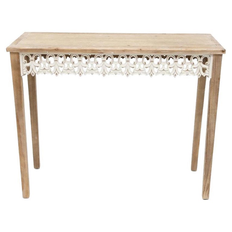 Country French Fleur De Lis Hand Carved Hall Table, Fir Wood For Sale ...