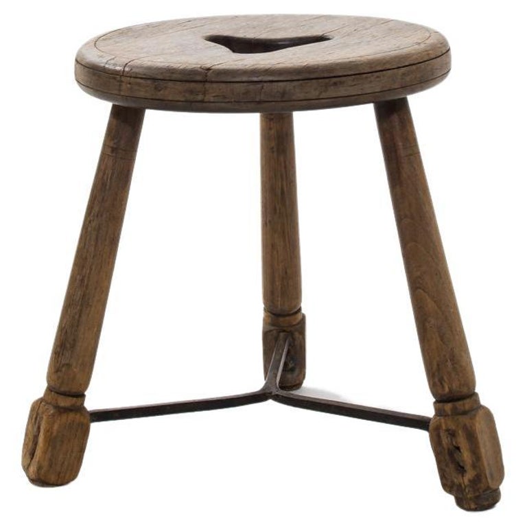 Country French Oak Stool For Sale at 1stDibs