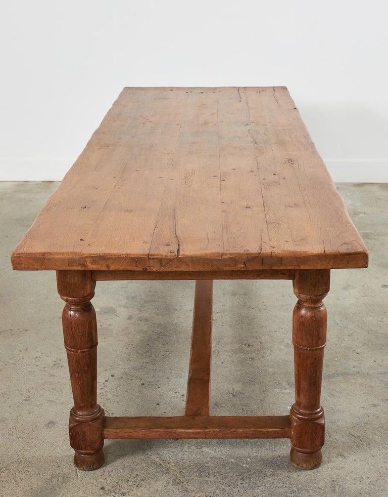 Country French Provincial Oak Farmhouse Trestle Dining Table For Sale ...