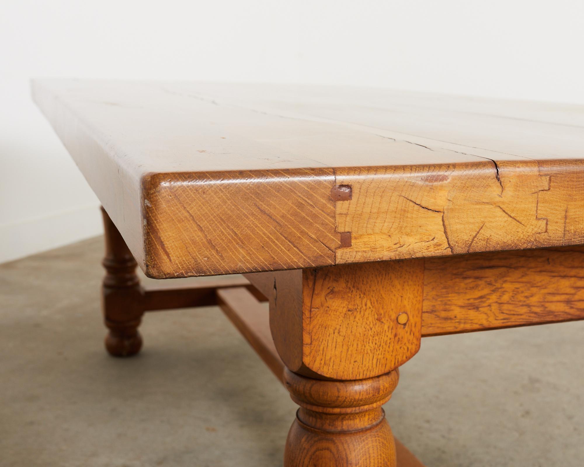 Country French Provincial Oak Farmhouse Trestle Dining Table For Sale ...