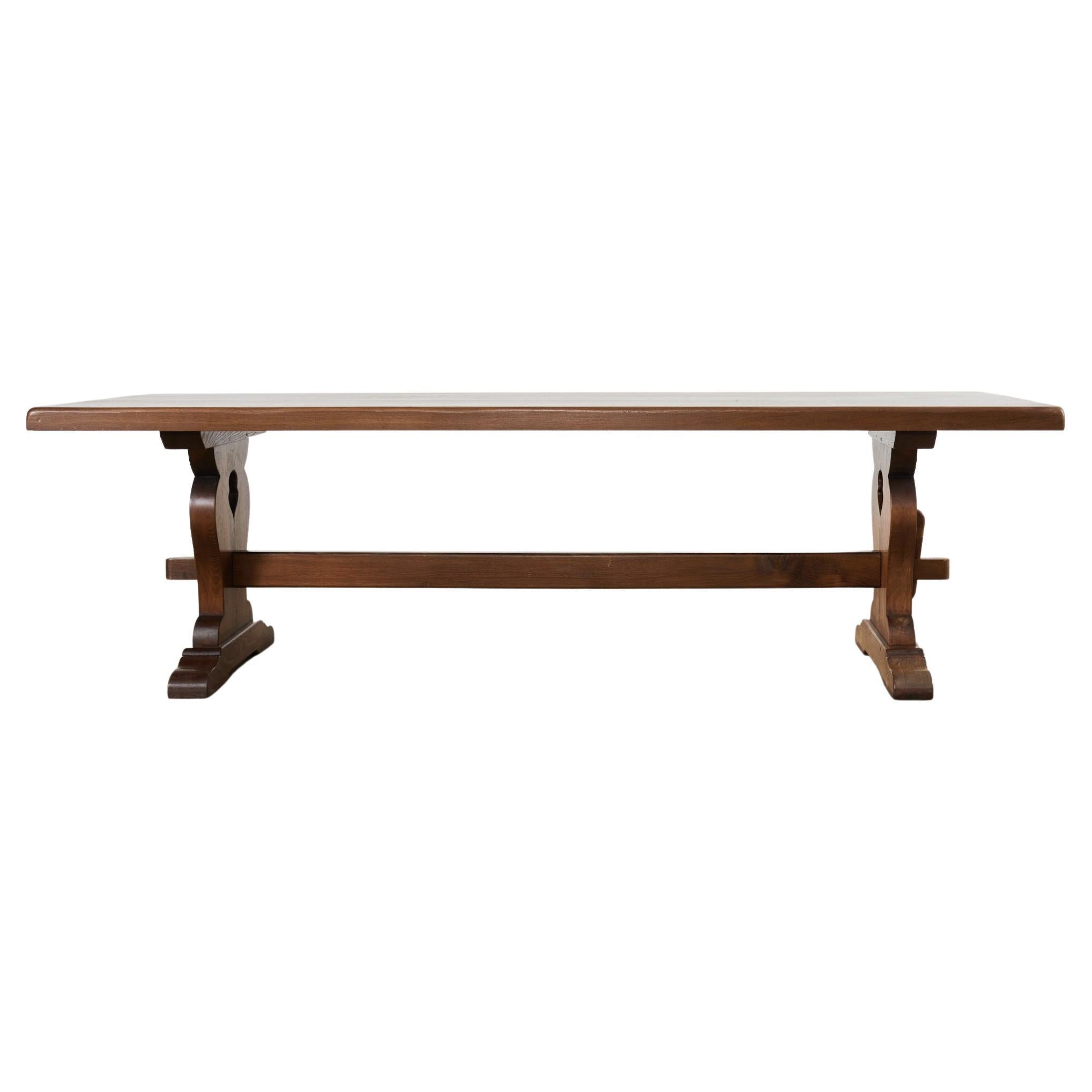 Country French Provincial Oak Farmhouse Trestle Dining Table For Sale ...