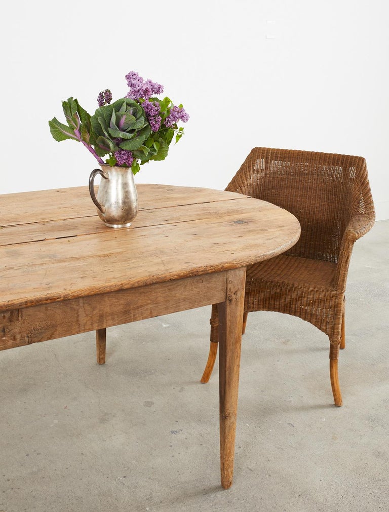Country French Provincial Pine Farmhouse Oval Dining Table at 1stDibs