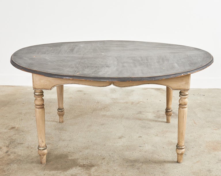 Country French Provincial Round Painted Dining Table by Ira Yeager For ...