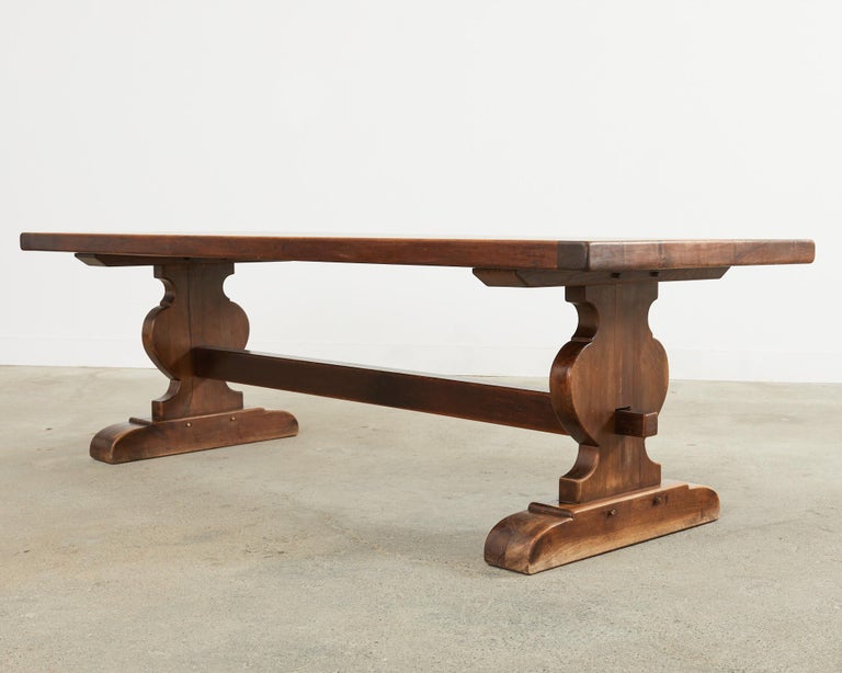 Country French Provincial Walnut Farmhouse Trestle Dining Table For ...