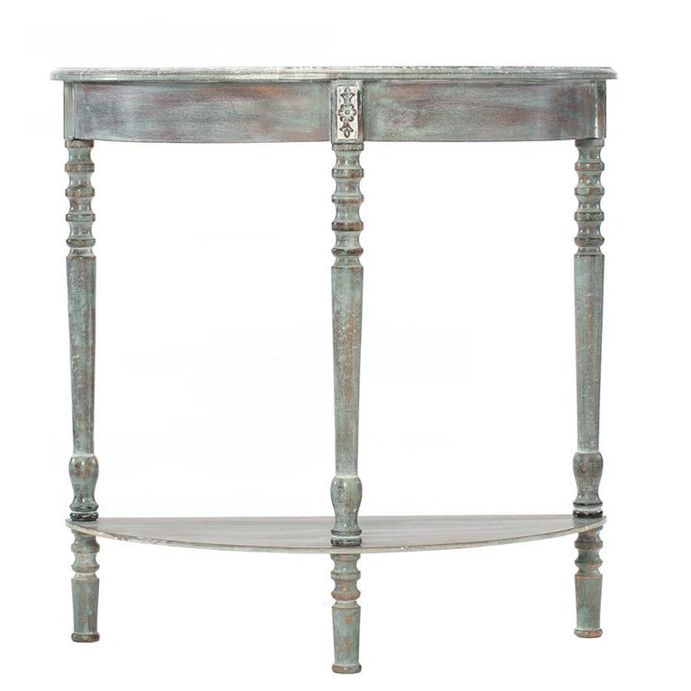 Country French Vert Wash Rounded Hall Table For Sale at 1stDibs