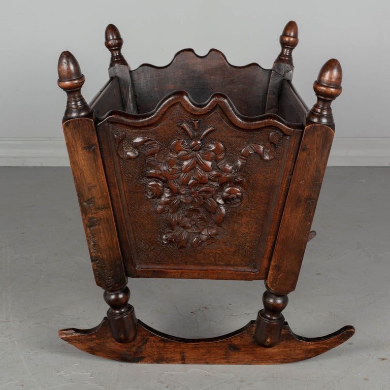 Country French Walnut Baby Cradle at 1stDibs