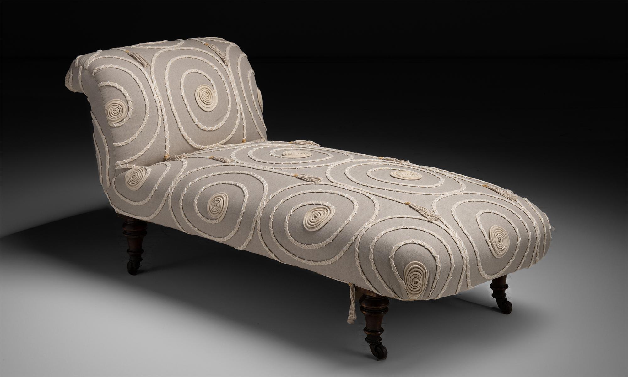 Country House Daybed in Pierre Frey Embroidered Linen, England circa ...