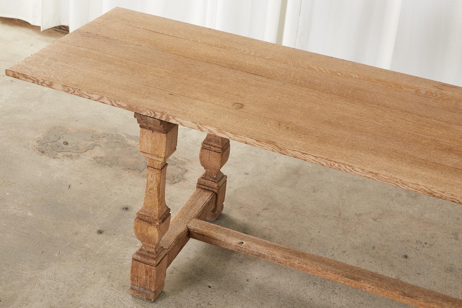 Country Italian Bleached Oak Farmhouse Refectory Dining Table at ...