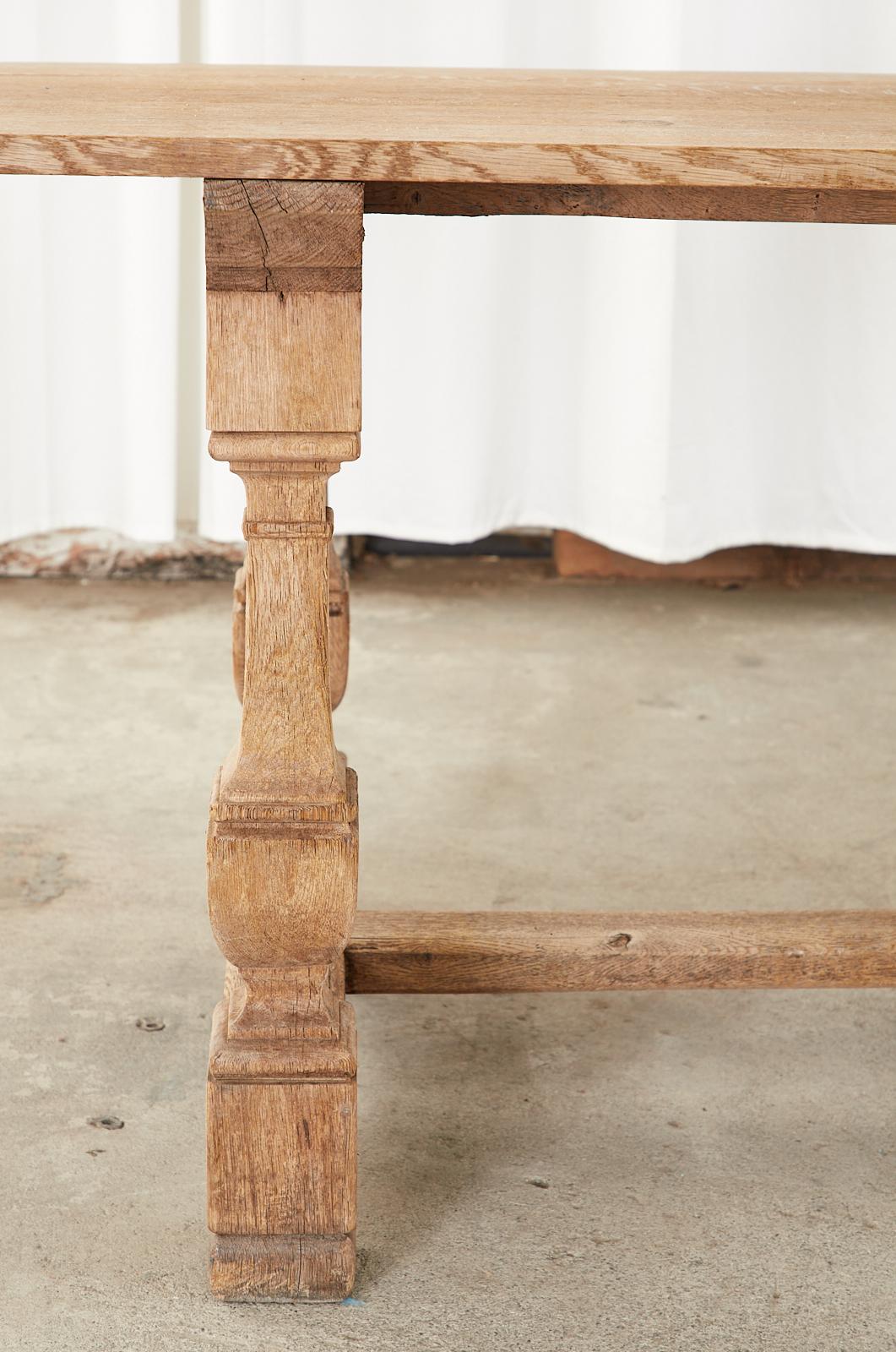 Country Italian Bleached Oak Farmhouse Refectory Dining Table at ...