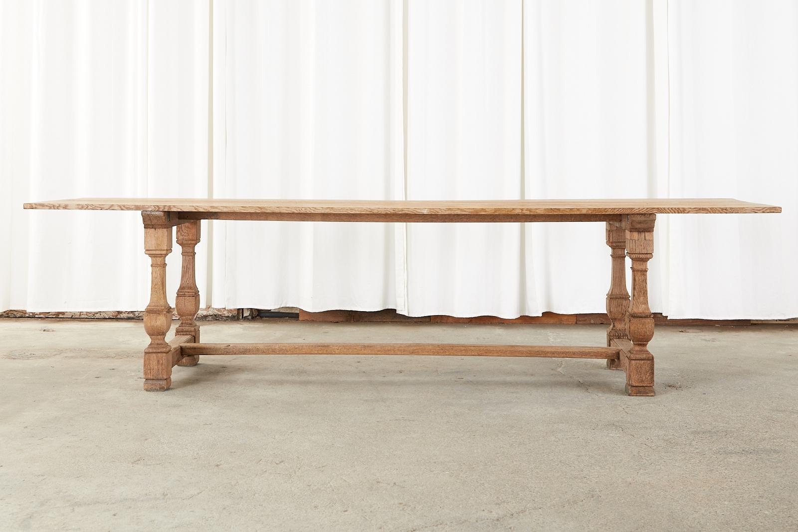 Country Italian Bleached Oak Farmhouse Refectory Dining Table at ...
