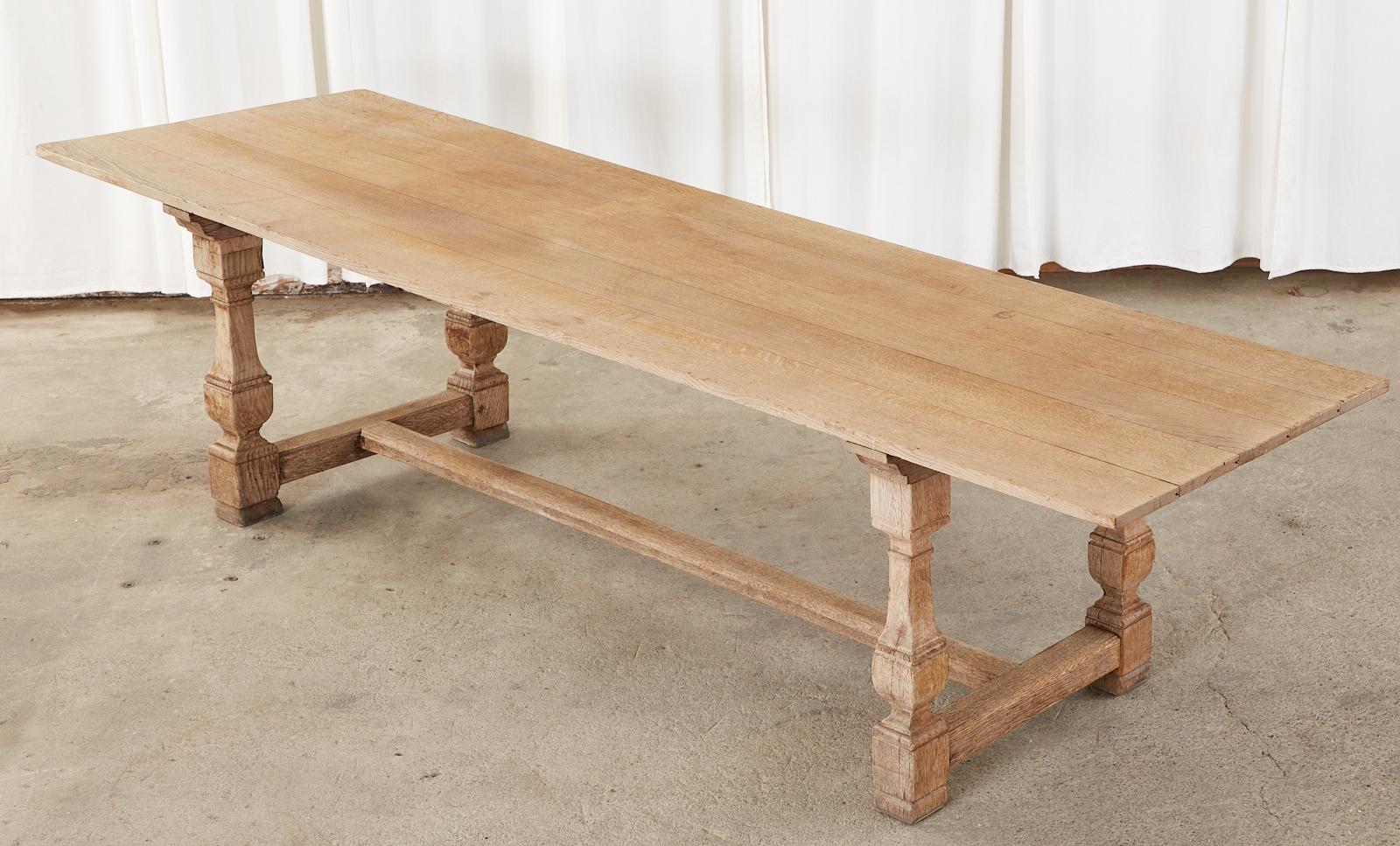 Country Italian Bleached Oak Farmhouse Refectory Dining Table at ...