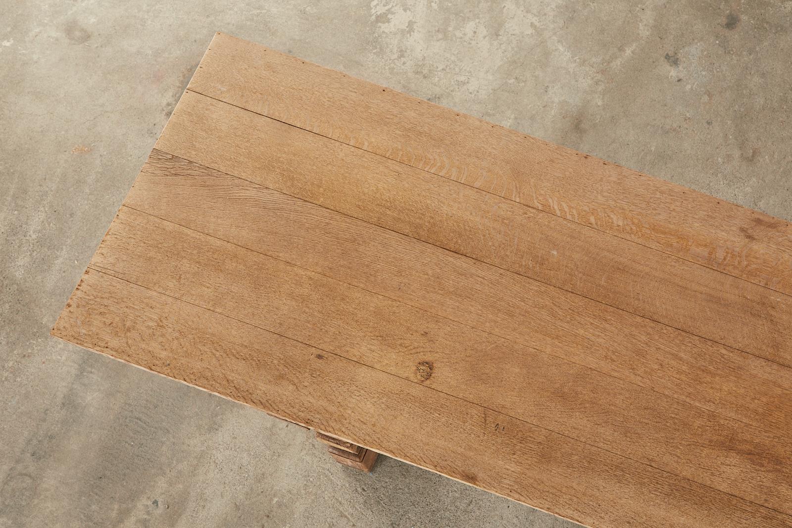Country Italian Bleached Oak Farmhouse Refectory Dining Table at ...