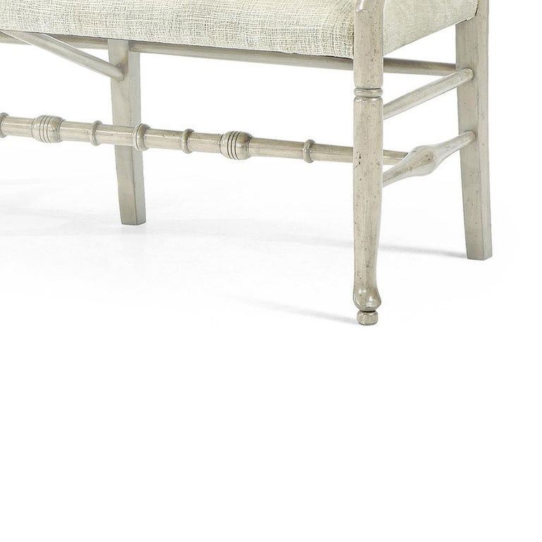 Country Ladder Back Whitewash Bench For Sale at 1stDibs