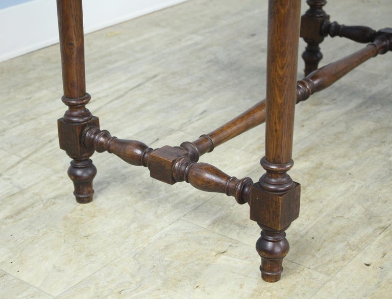 Country Oak Turned Leg Stool For Sale at 1stDibs