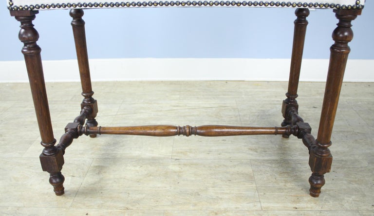 Country Oak Turned Leg Stool For Sale at 1stDibs
