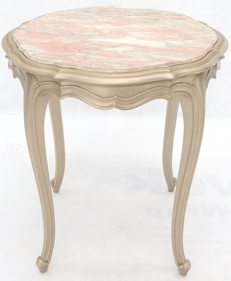 Country Provincial Tall Legs Silver Gilt Marble-Top Lamp Table Stand ...