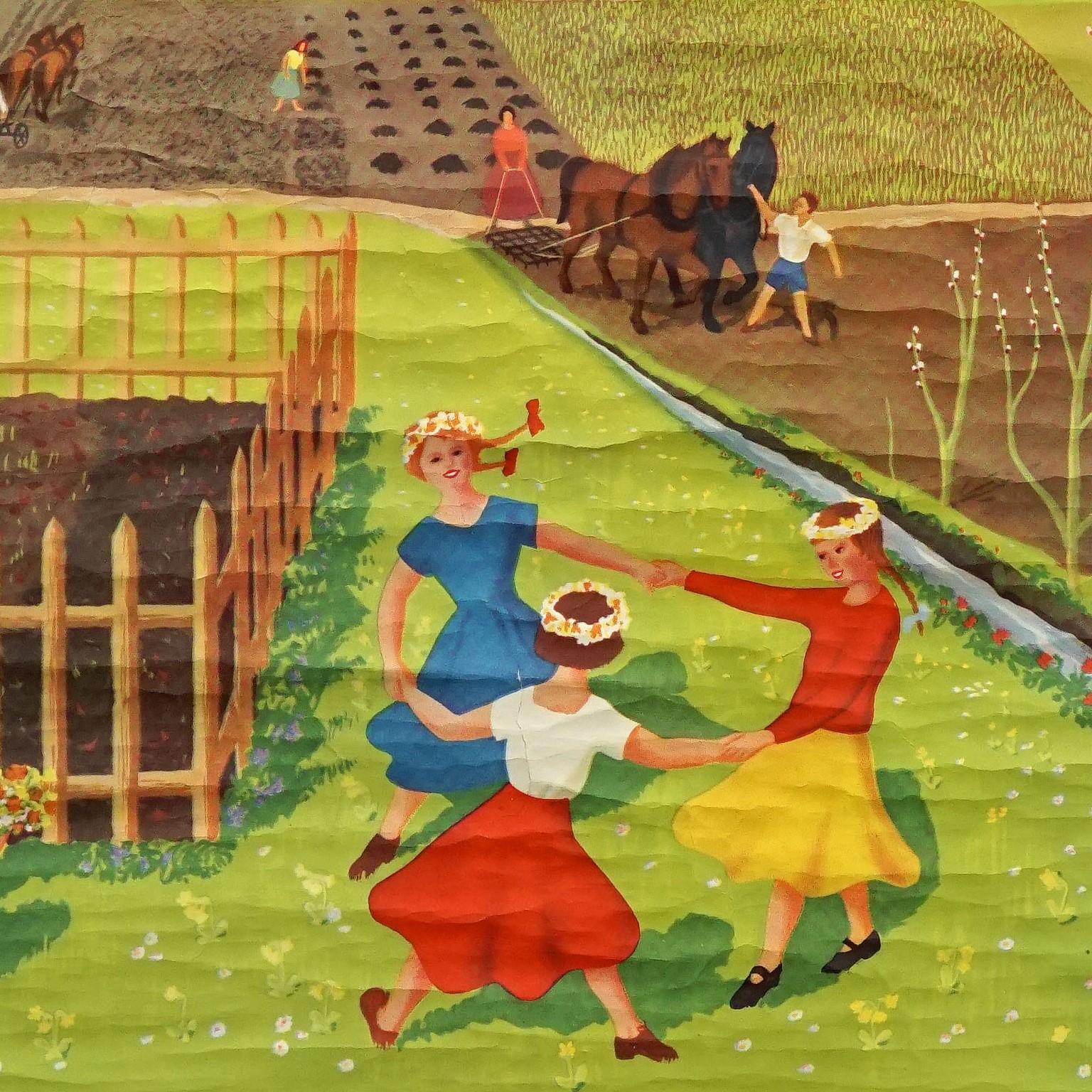 Countrycore Mural Vintage Wall Chart Spring Agriculture Alpine Foreland ...