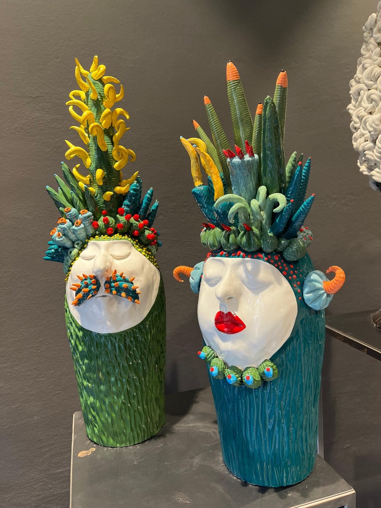 Couple of Decorative Centerpieces Sculptures, Handmade Italy, 2020 ...