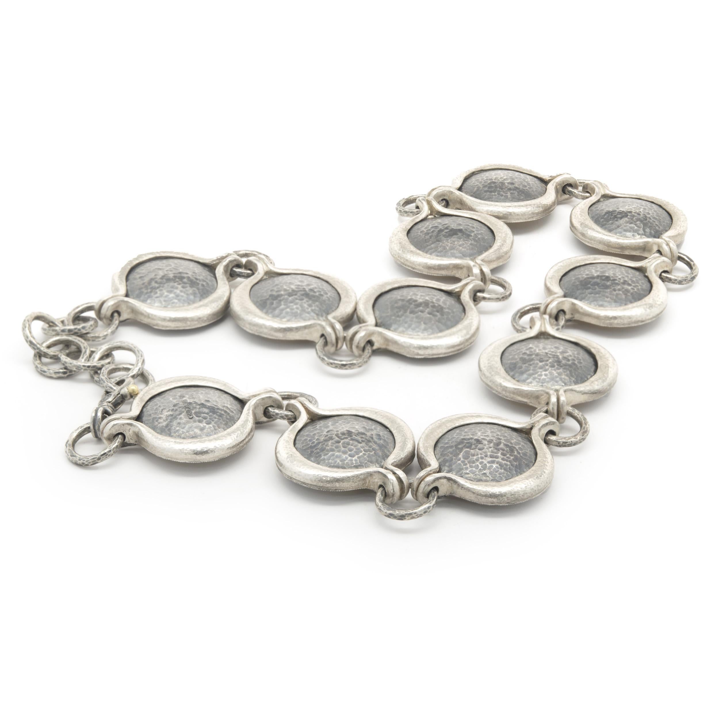 Gurhan Sterling Silver and Gold Capped Station Necklace For Sale at 1stDibs