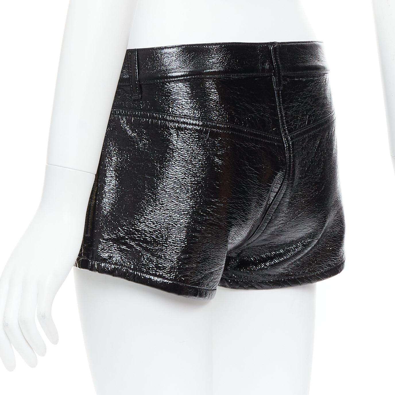 COURREGES black coated cotton blend zip cargo pocket micro shorts IT38 ...