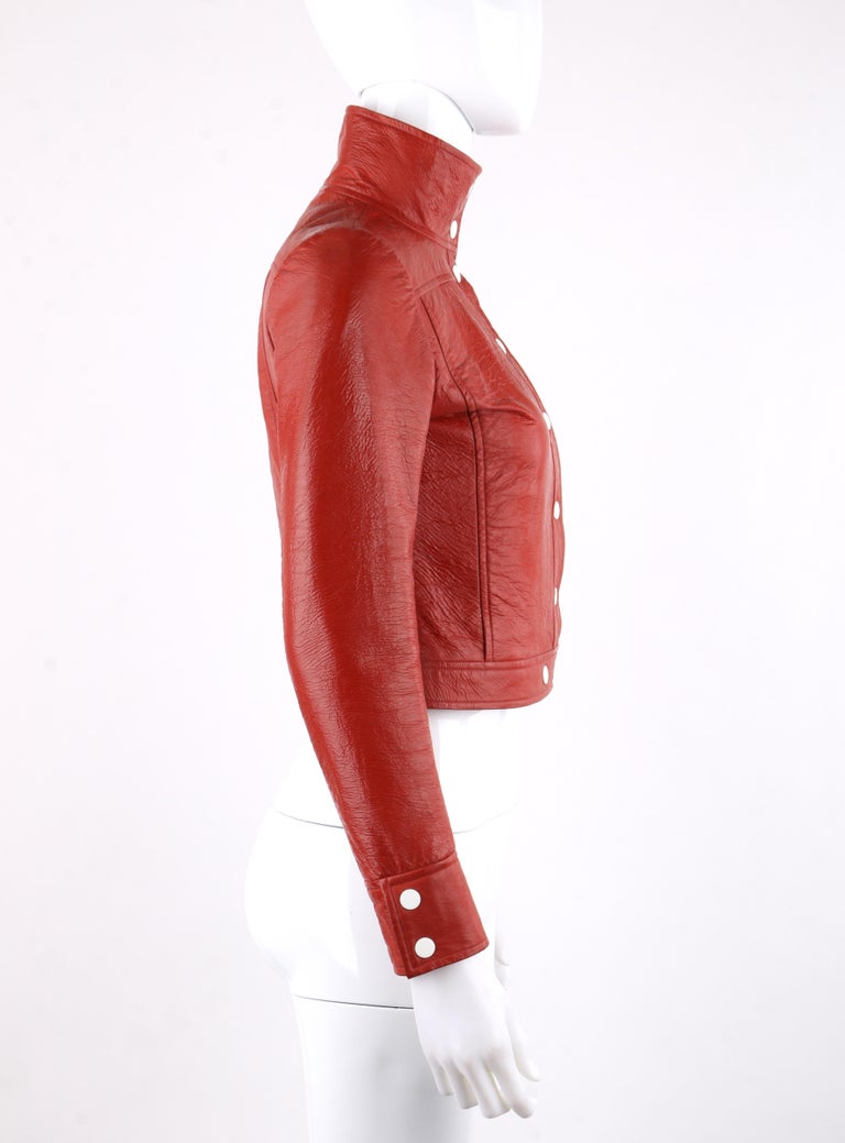 COURREGES c.1970s Brick Red Vinyl Faux Leather Mod Signature Logo ...