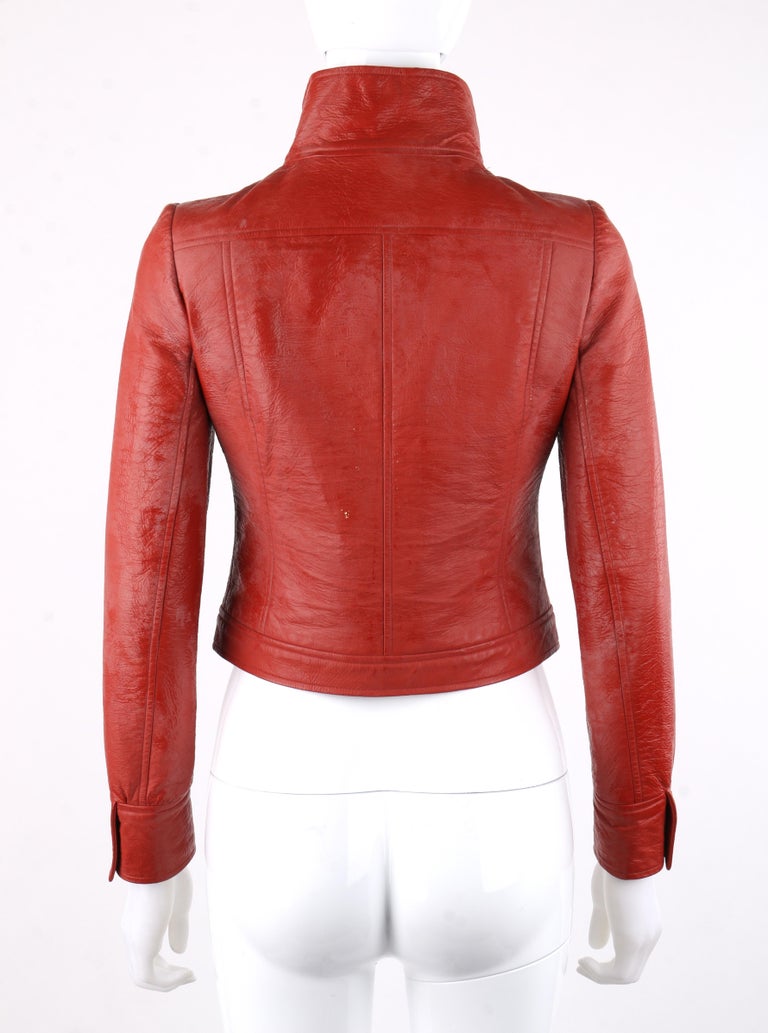 COURREGES c.1970s Brick Red Vinyl Faux Leather Mod Signature Logo ...