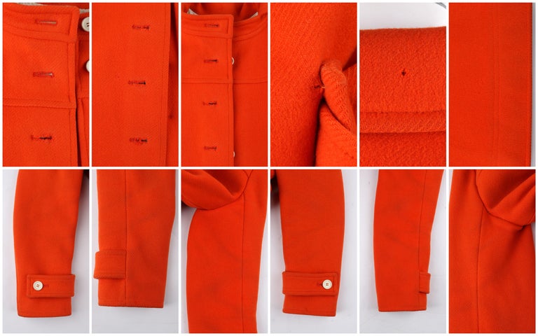 COURREGES c.1970’s Hyperbole Orange Belted Button Front Coat Overcoat ...