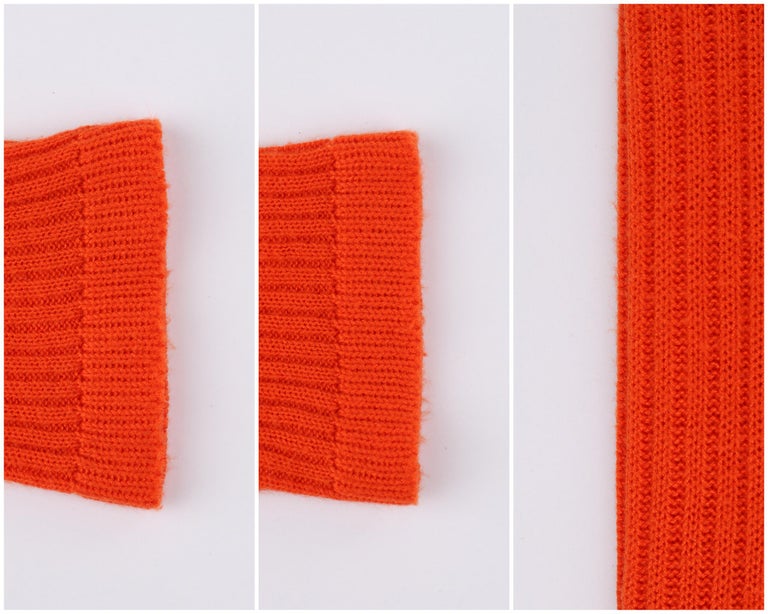 COURREGES c.1970’s Orange Rib Knit Embroidered Signature Logo Crew Neck ...