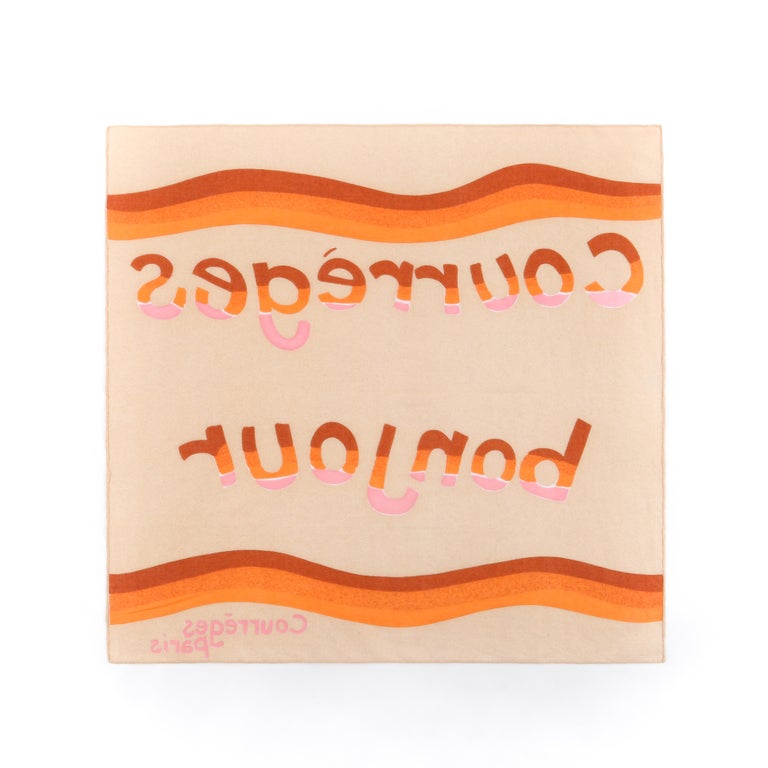 COURREGES c.1970’s Pink Tan Orange “Courreges Bonjour” Paris Square ...
